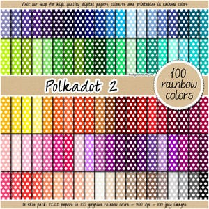 100 SEAMLESS Polka Dot Digital Paper Polkadot Pattern Rainbow Confetti ...