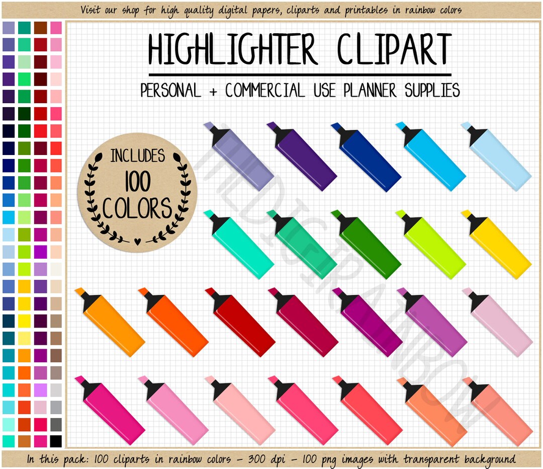 SALE 100 MARKER Clipart Rainbow Marker Stickers Back to School Clipart ...