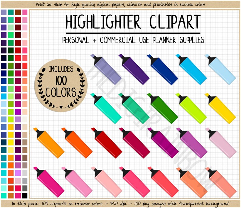 SALE 100 MARKER Clipart Rainbow Marker Stickers Back to School - Etsy