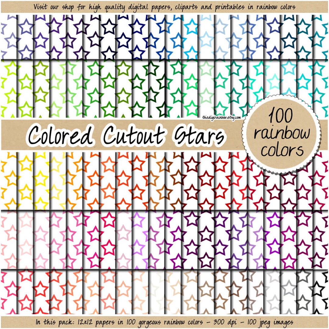 100 Seamless Star Pattern Star Digital Paper Rainbow Background ...
