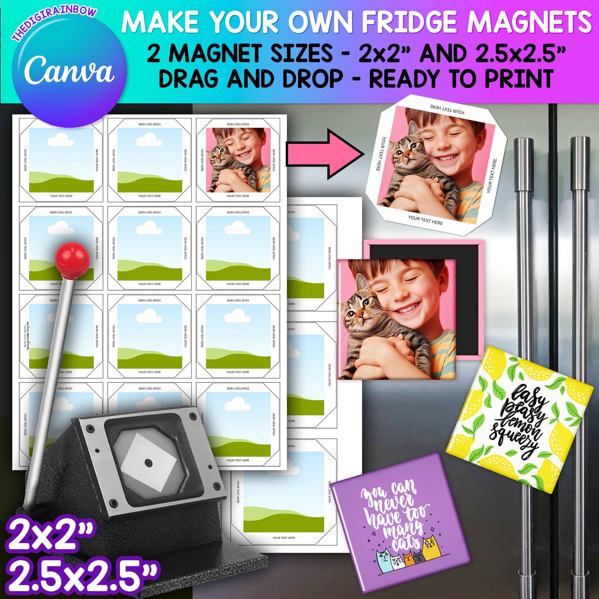 Square Fridge Magnet Template, 2x2 Magnet Template, 2.5x2.5 Magnet ...