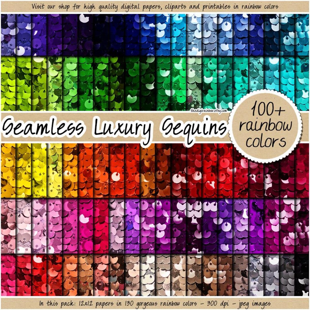 100 SEAMLESS Sequin Digital Paper Sequin Sublimation Design Rainbow ...