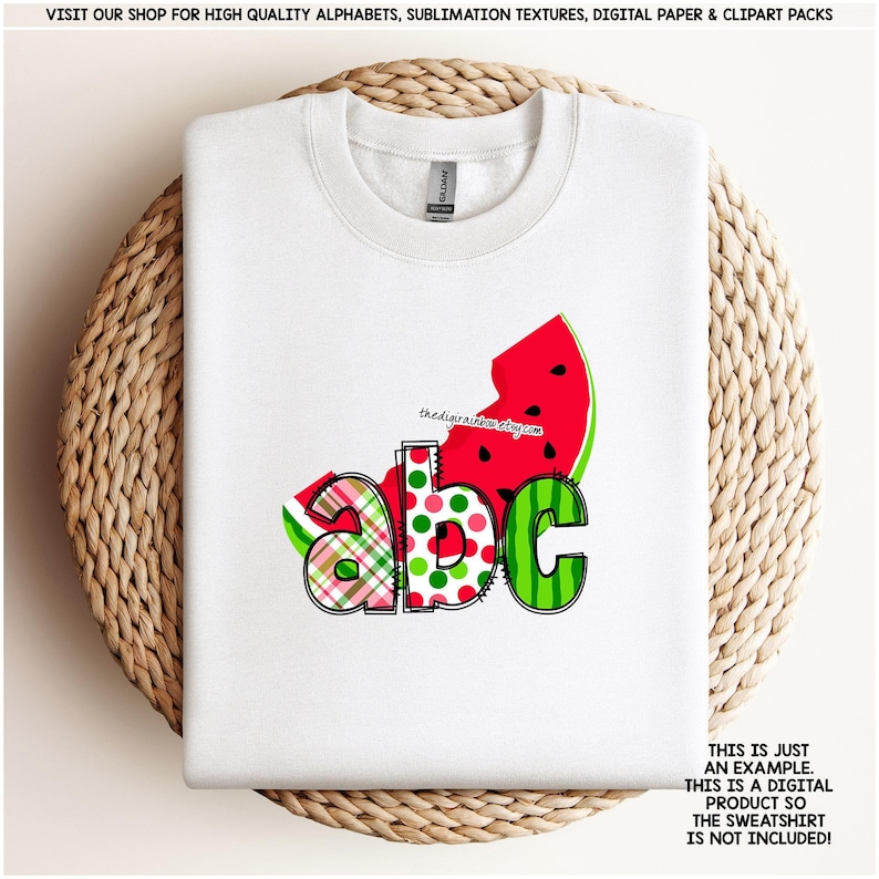 Watermelon Doodle Alphabet PNG Bundle Summer Sublimation Design Fruit ...