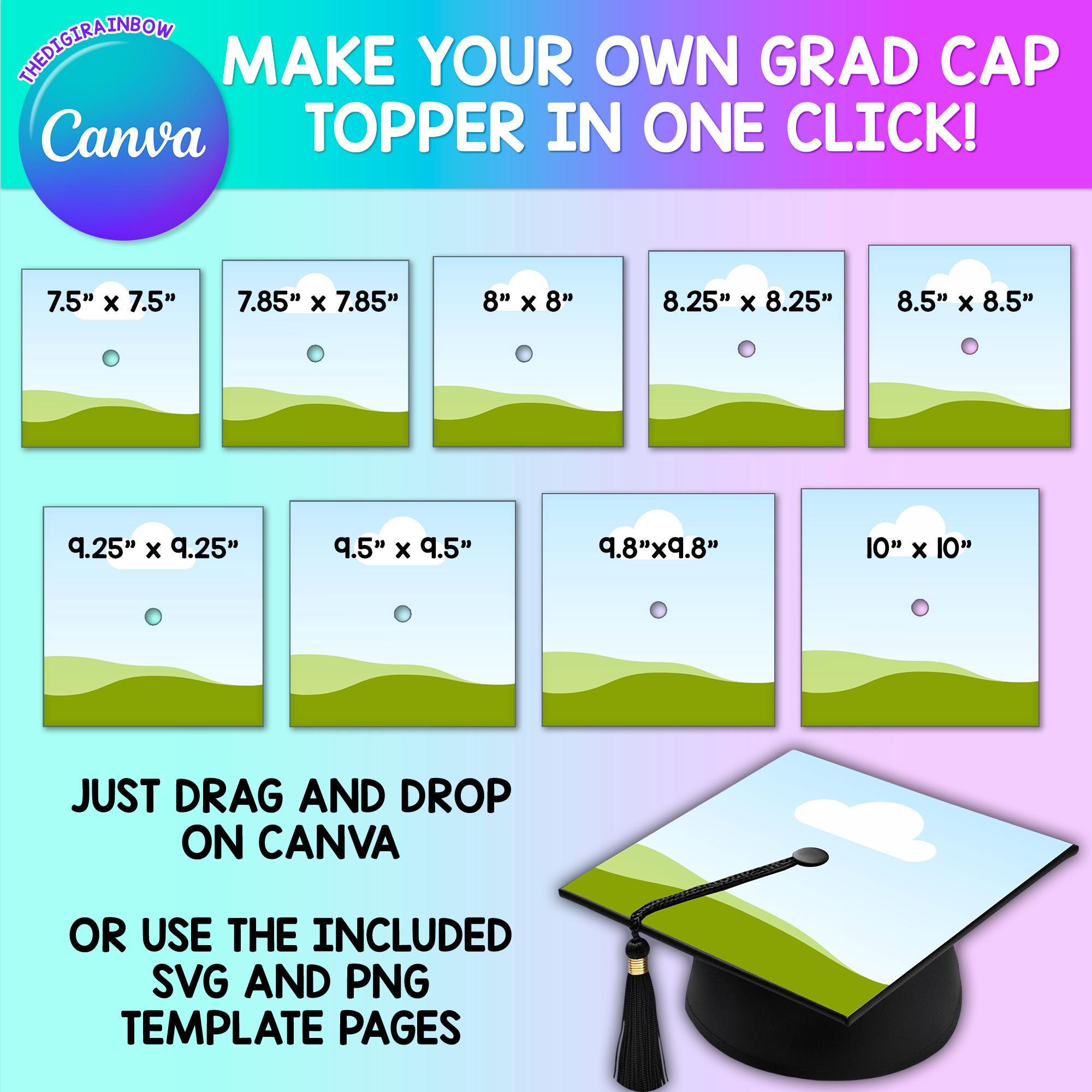 Graduation Cap Template, Canva Editable Graduation Hat Topper, PNG ...