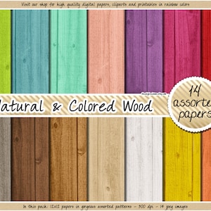 SALE Wood Digital Paper Pack Natural and Colored Pastel Digital Wood ...