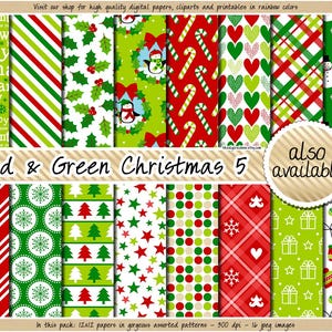 Seamless Christmas Digital Paper Red and Green Holiday Background ...