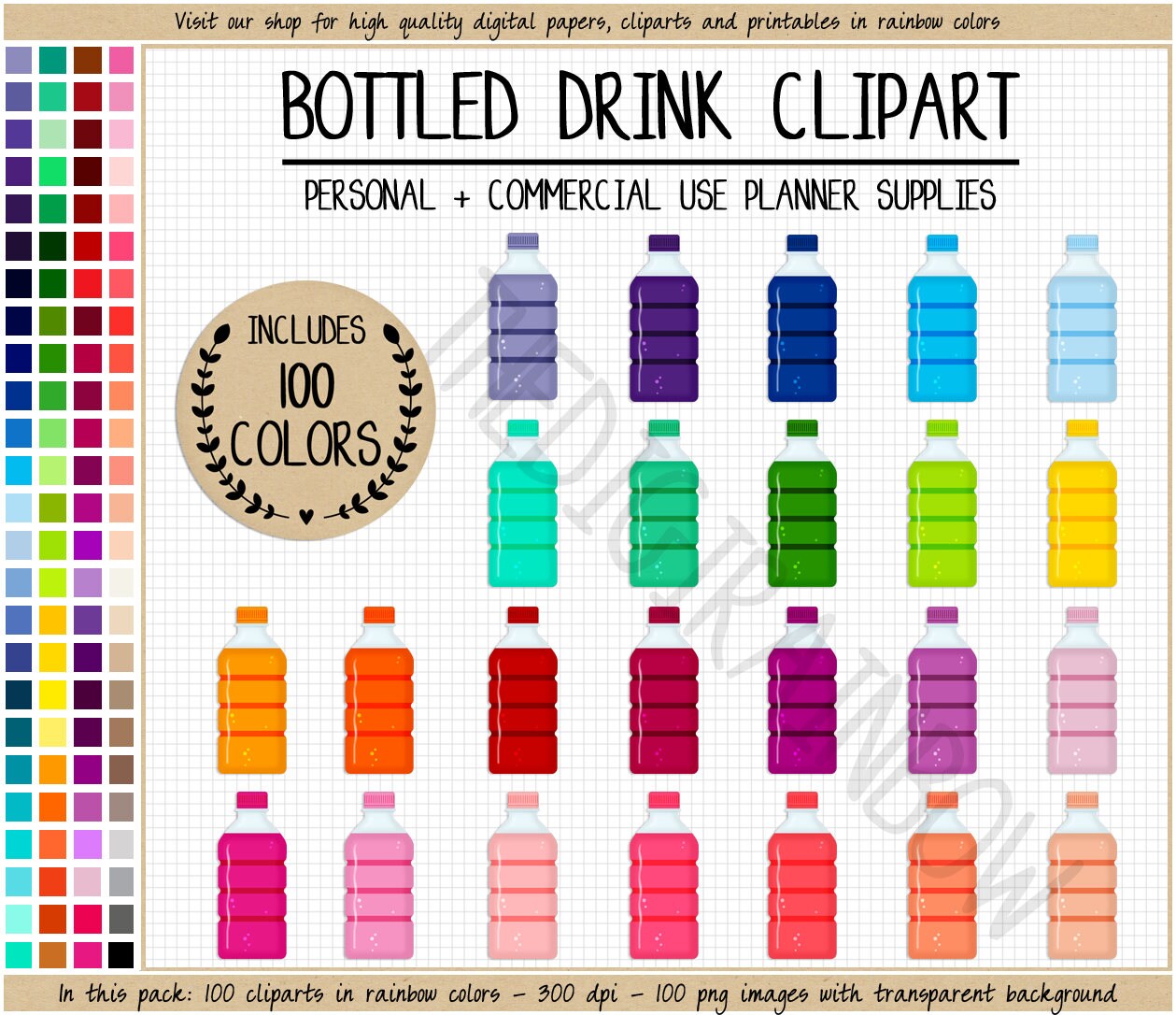 100 BOTTLE clipart coffee clipart tea clipart water bottle | Etsy