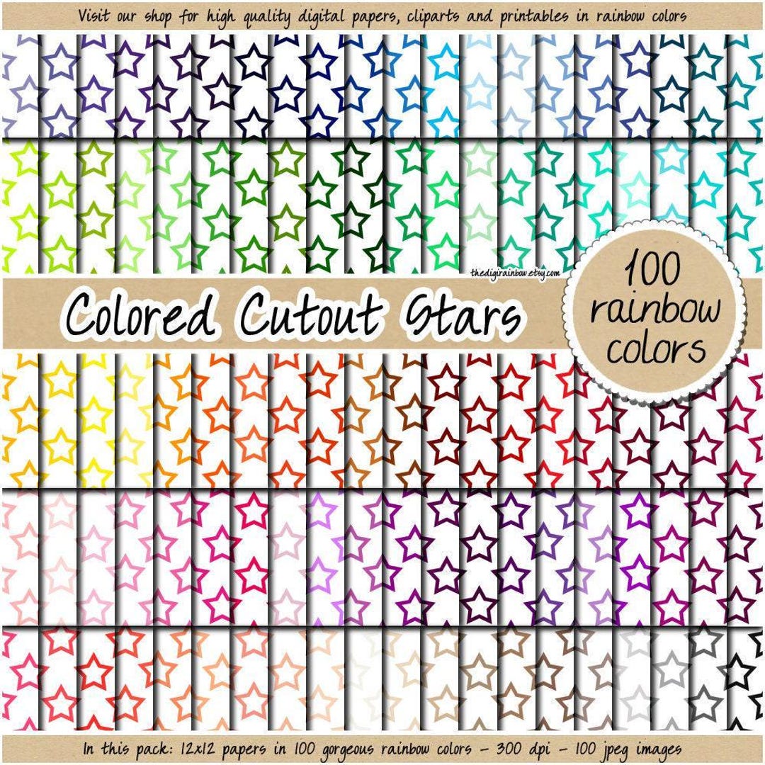100 Seamless Star Pattern Star Digital Paper Rainbow Background ...