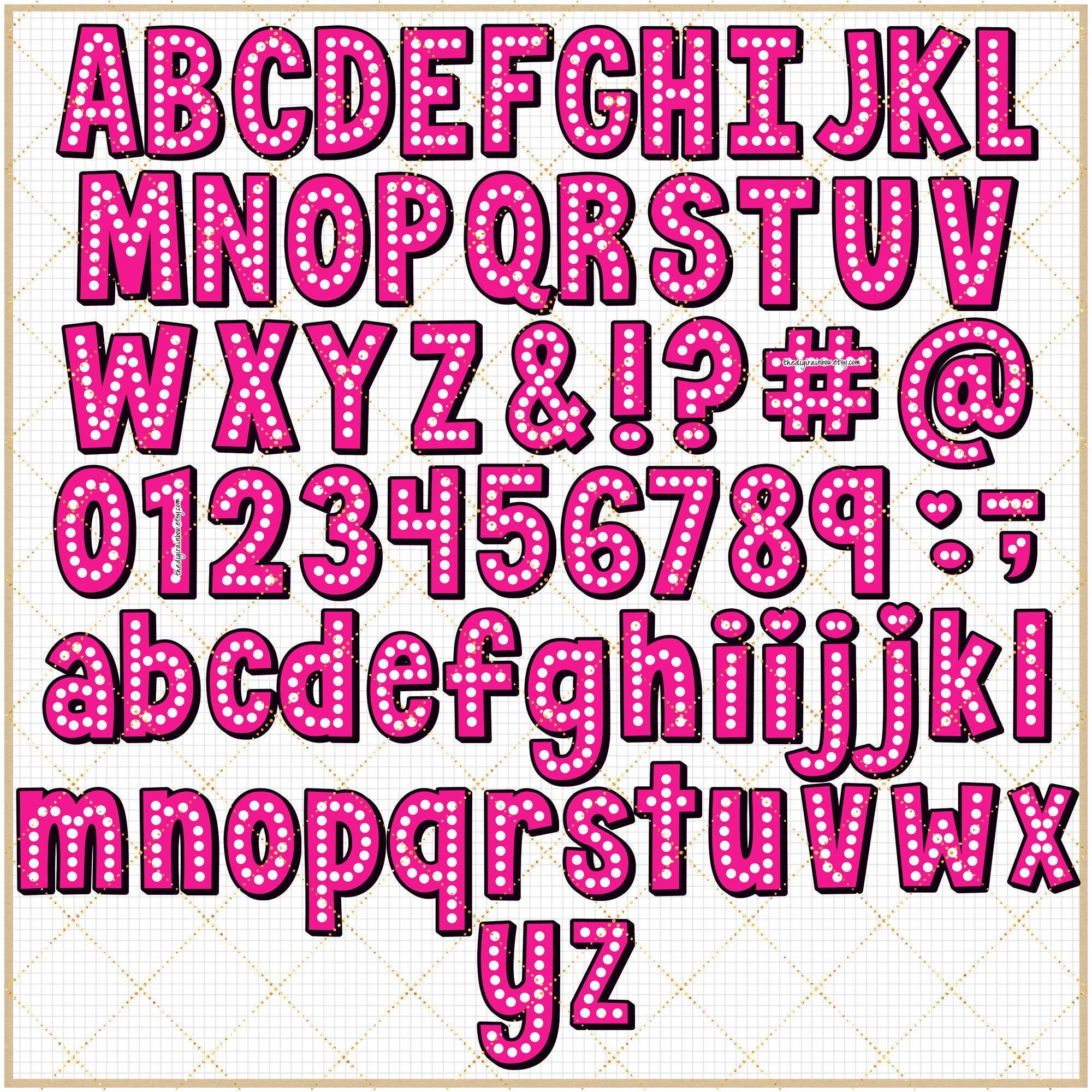 Retro Dot Alphabet PNG Bundle Colorful Letters Rainbow Handwritten ...