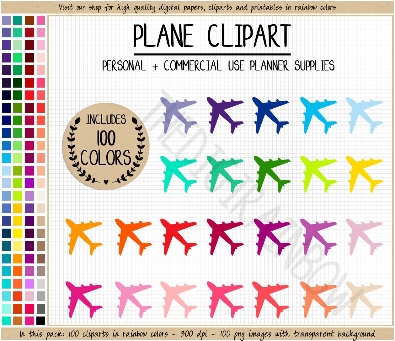SALE 100 AIRPLANE clipart plane stickers travel planner | Etsy