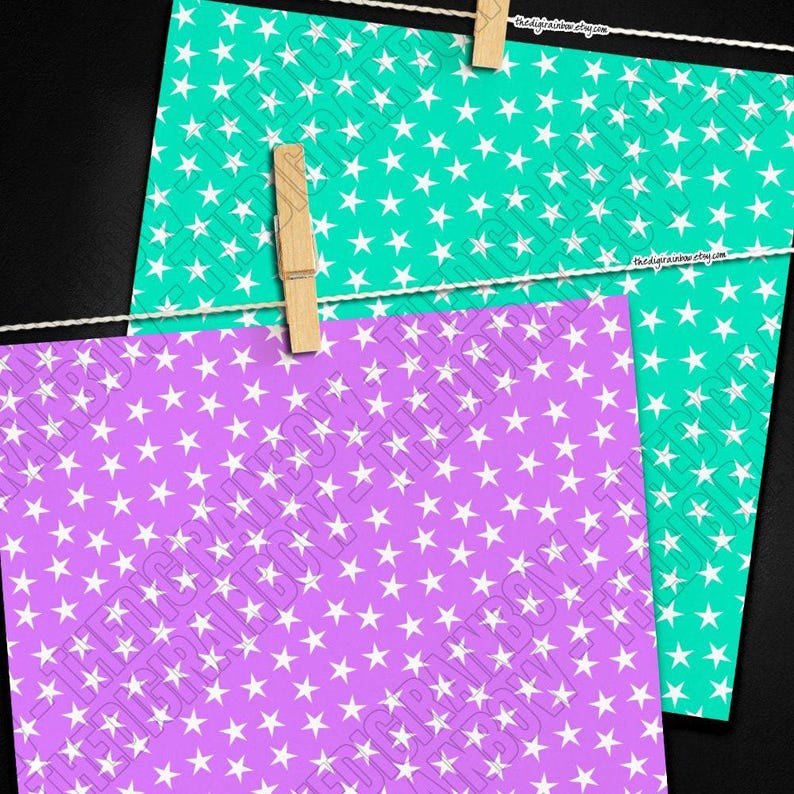 100 Seamless Star Background Sky Digital Paper Rainbow Confetti Pattern ...