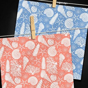 100 Seamless Seashell Digital Paper Beach Background Sea Life Pattern ...