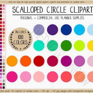 SALE 100 SCALLOP CIRCLE Clipart Blank Circle Sticker Bright Scalloped ...