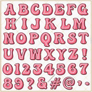 Groovy Alphabet PNG Bundle, Retro Font, Polka Dot Letters, Rainbow 3D ...