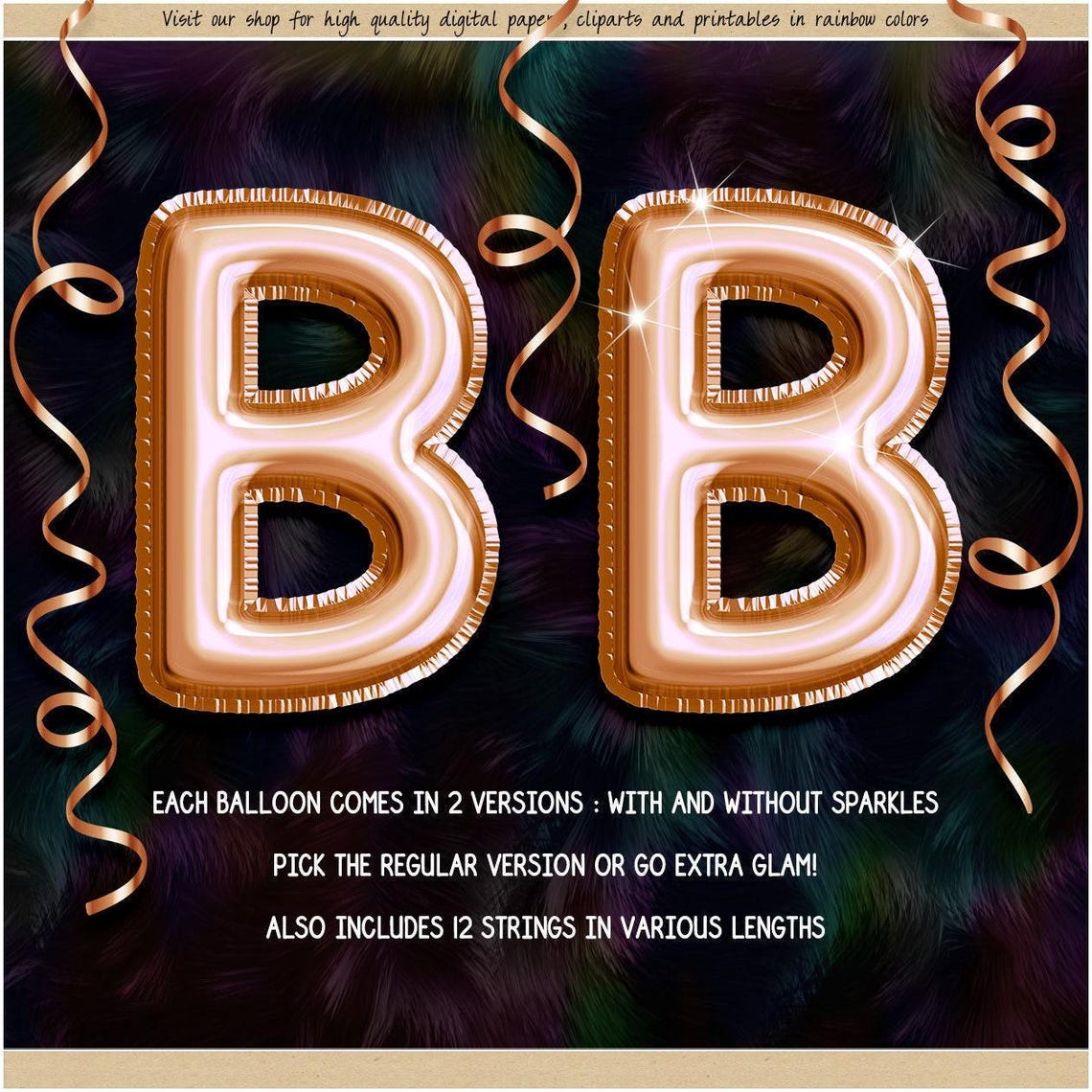 ROSE GOLD Foil Balloon Alphabet Clip Art Birthday Balloon Font ...