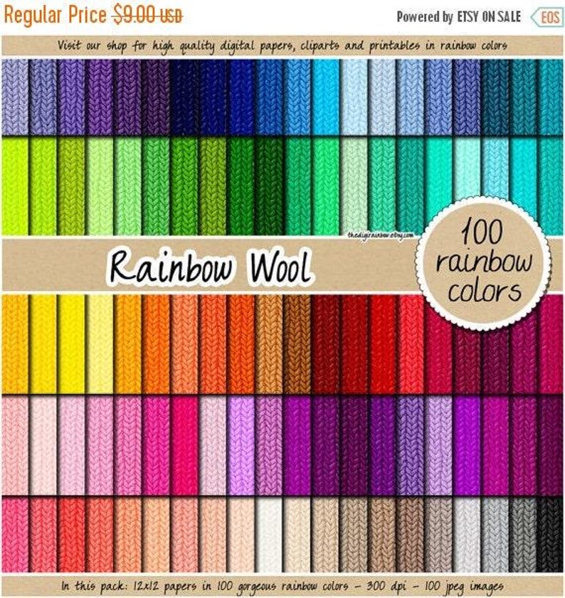 SALE 100 Wool Digital Paper Rainbow Wool Fabric Digital Paper Wool ...