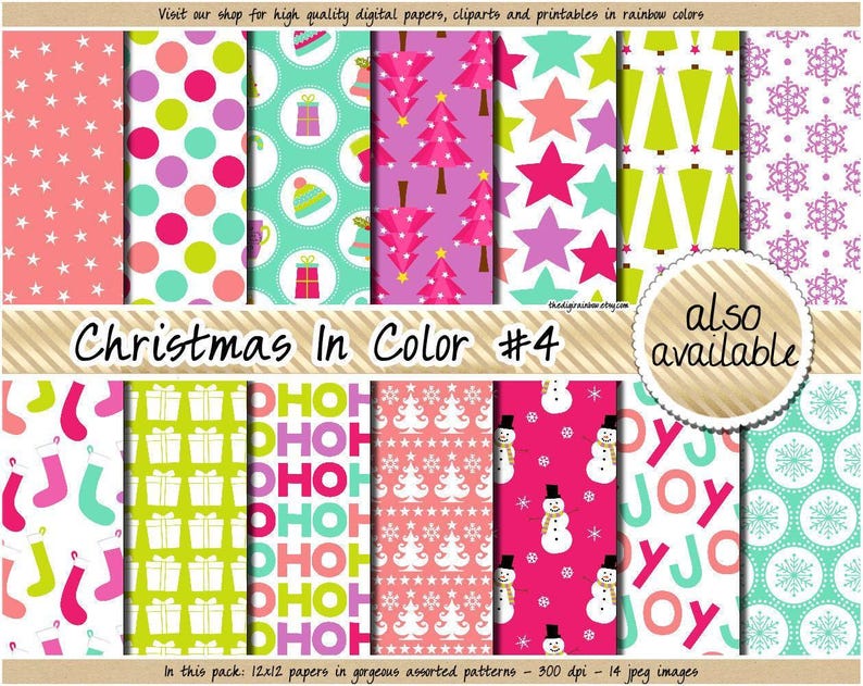 SALE Christmas Digital Paper Holiday Digital Paper Snowflake Snowman ...