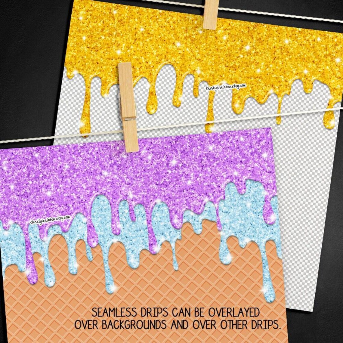 SALE 100 Seamless Glitter Drips Overlays Rainbow Glitter Digital Paper ...