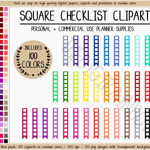 SALE 100 Single Checkbox Sticker Square Checklist Clipart Box - Etsy