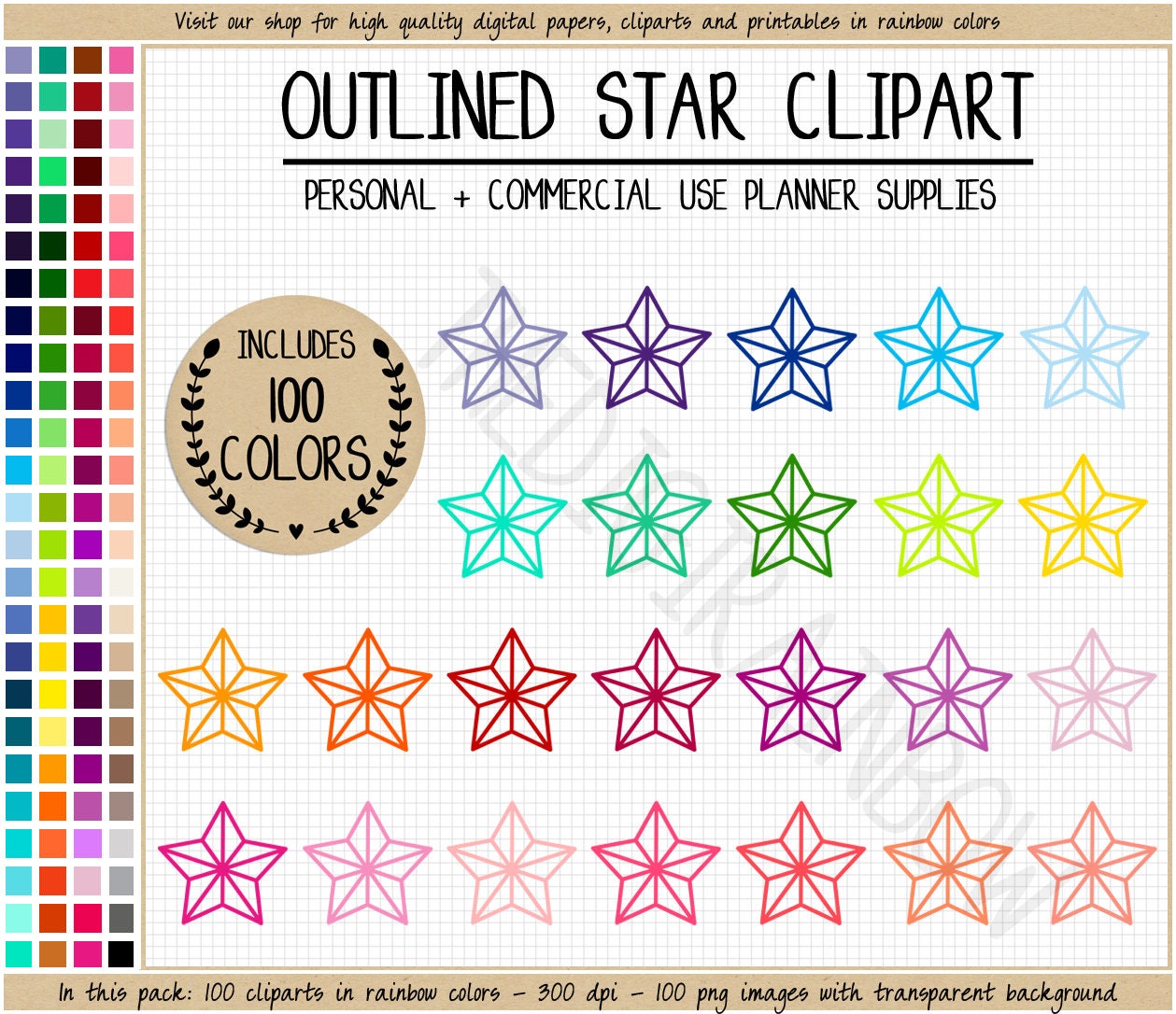 100 Star clipart rainbow colors solid bright pastel star png ...
