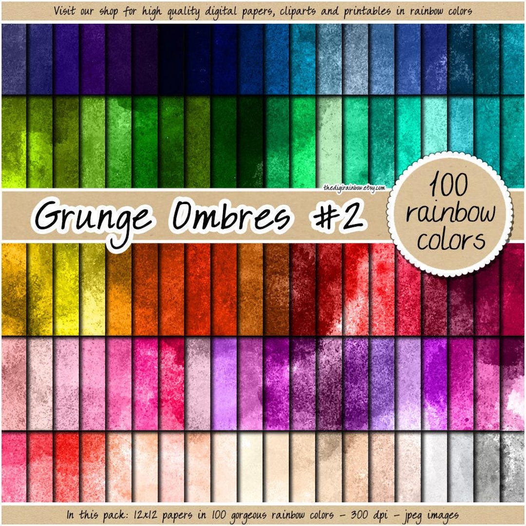 100 Grunge Watercolor Digital Paper Vintage Texture Ombre Background ...