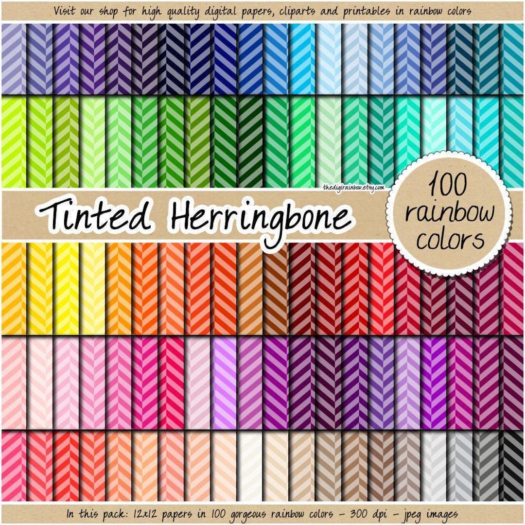 100 SEAMLESS Tinted Herringbone Digital Paper Herringbone Pattern ...