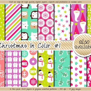 SALE Christmas Digital Paper Holiday Digital Paper Snowflake Snowman ...
