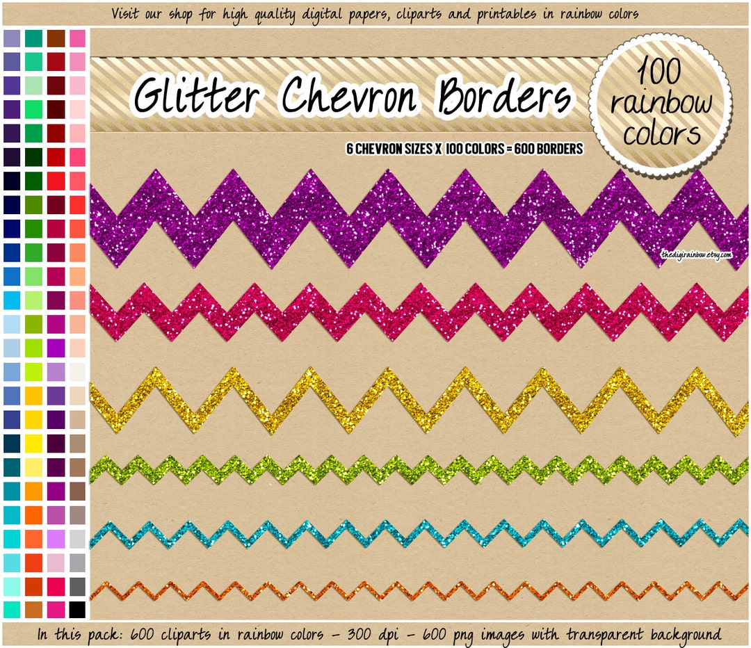 SALE 600 Glitter Chevron Border Clipart Chevron Clipart Chevron Banner ...