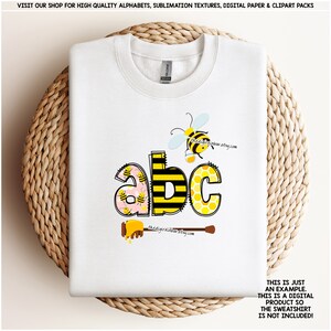 Honey Bee Doodle Alphabet Teddy Bear Alpha PNG Font Bumble Bee Clipart ...