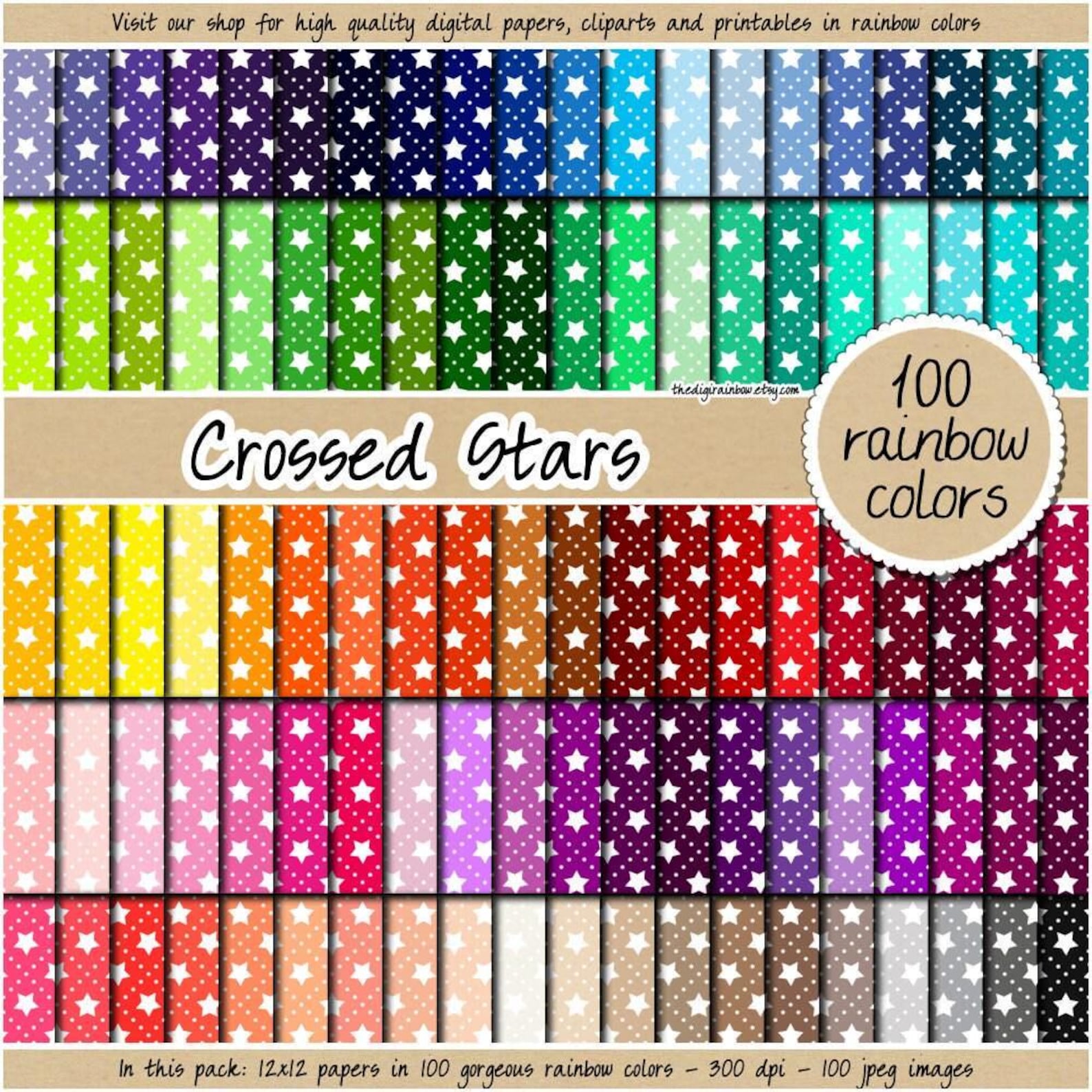 100 Star Digital Paper Seamless Christmas Digital Paper Christmas ...