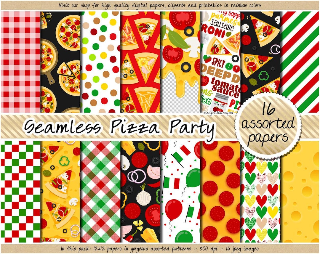 Pizza Digital Paper Pizza Party Clipart Italian Food Print Scrapbook ...