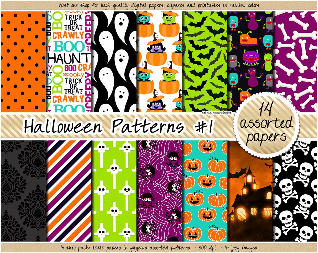SEAMLESS Halloween Digital Paper Halloween Clipart Halloween Printable ...