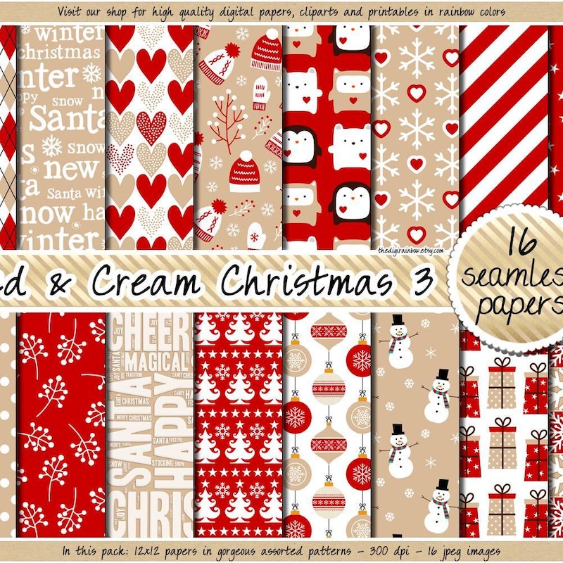 Christmas Digital Paper - Etsy