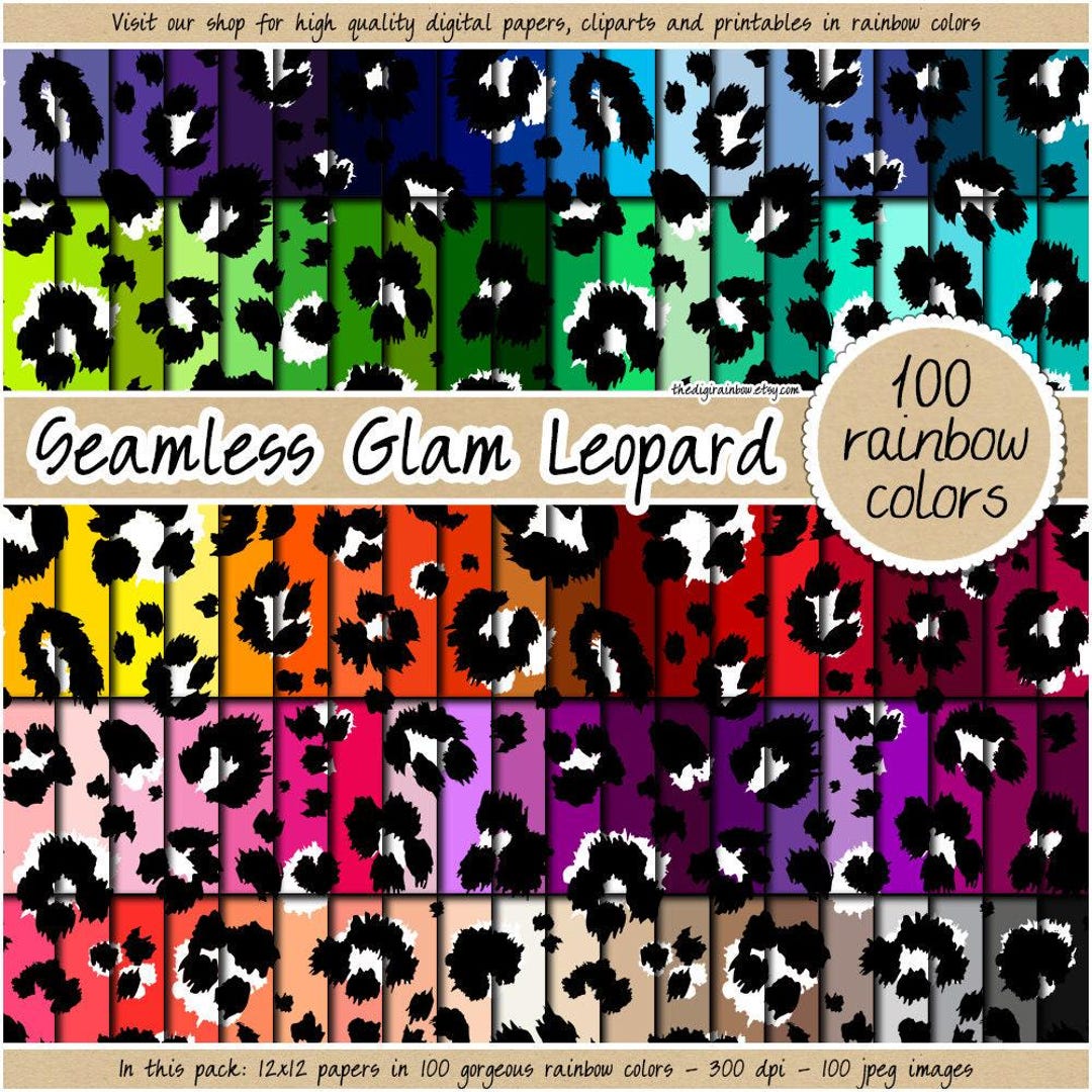 100 SEAMLESS Leopard Print Digital Paper Rainbow Leopard Pattern Safari ...