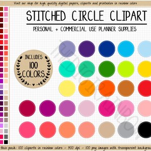 SALE 100 STITCHED CIRCLE Clipart Blank Circle Sticker Bright Circle ...