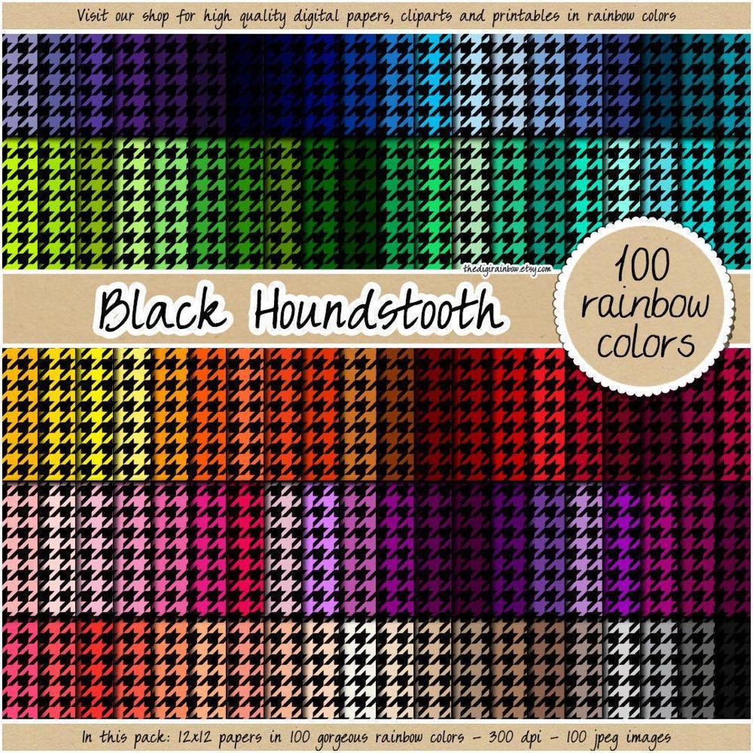 100 Black Houndstooth Digital Paper Commercial Seamless Digital Paper ...