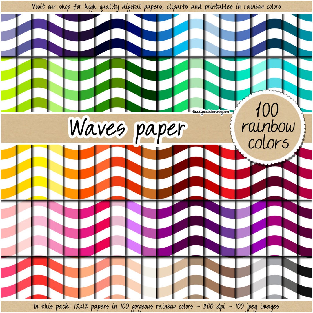 100 Seamless Wave Digital Paper Rainbow Chevron Print Nautical Pattern ...