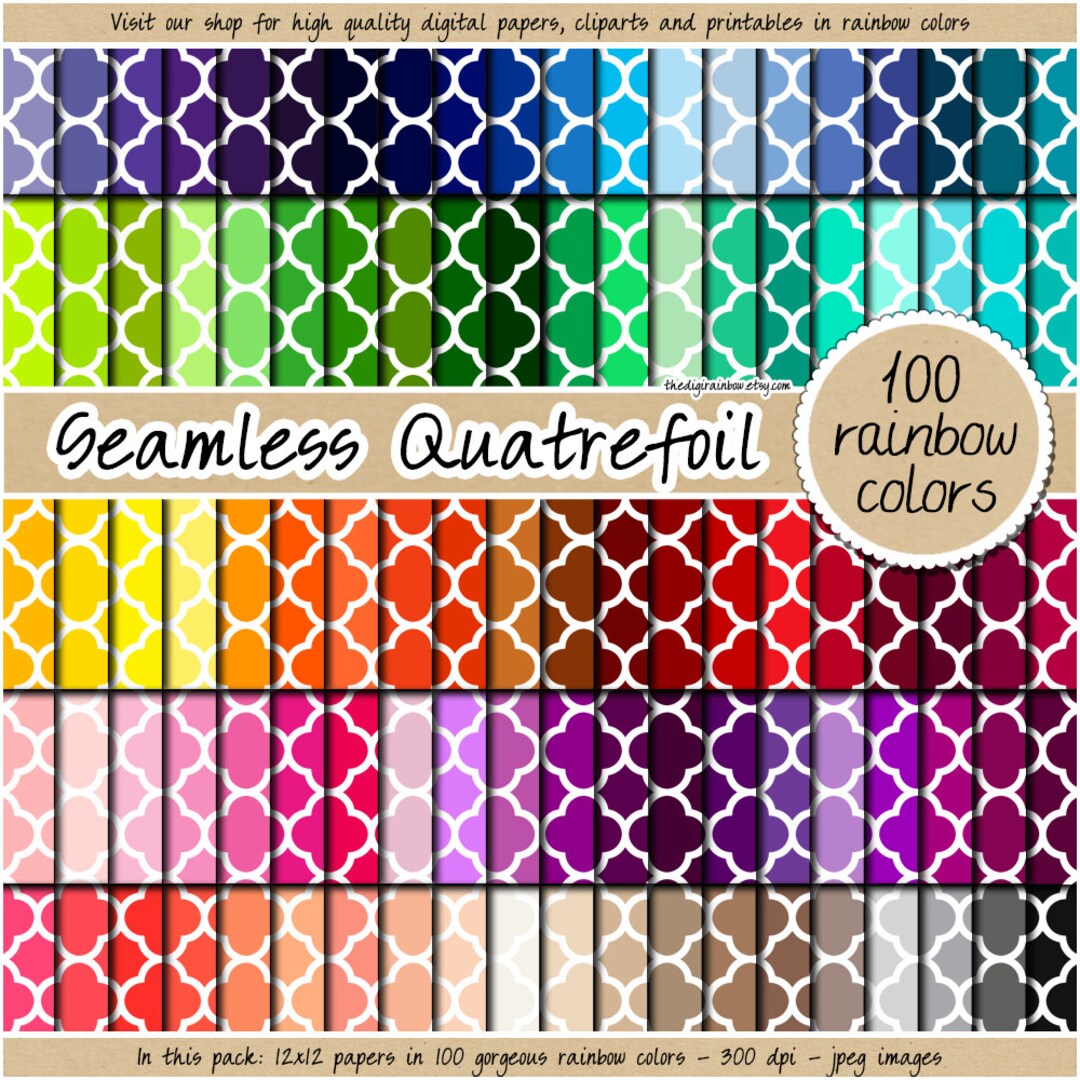 100 SEAMLESS Quatrefoil Digital Paper Mosaic Pattern Printable ...