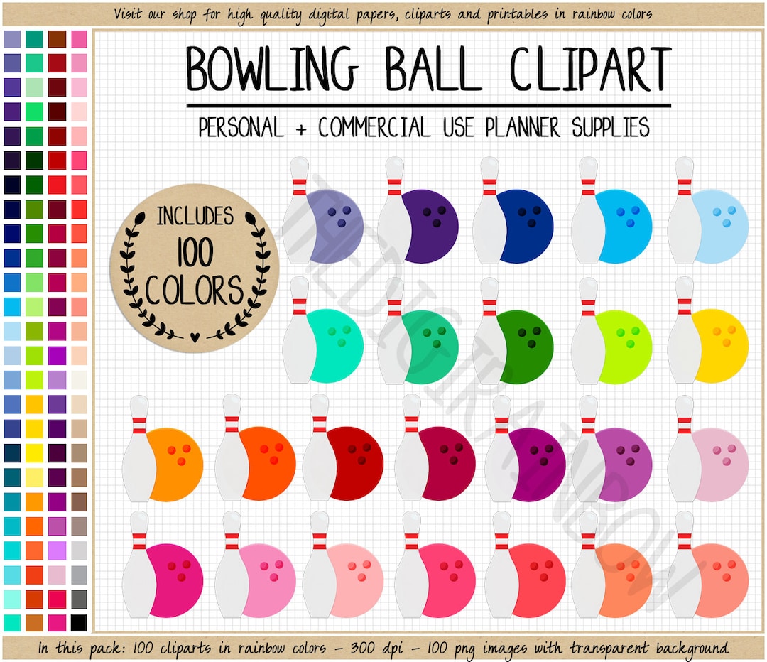 SALE 100 BOWLING Clipart Rainbow Bowling Stickers Sports Stickers Game ...