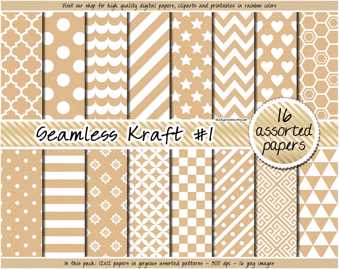 SEAMLESS Kraft Digital Paper Printable Brown Paper Texture Kraft ...
