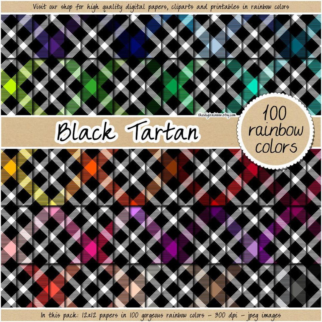 100 Seamless Tartan Digital Paper Black Plaid Pattern Lumberjack ...