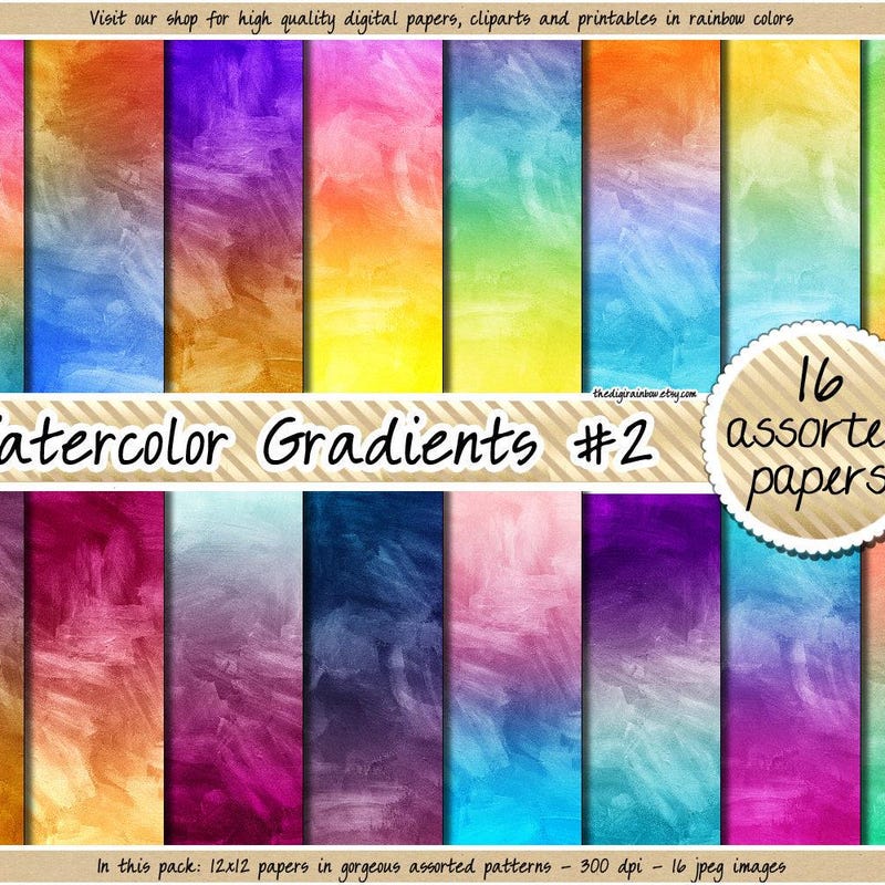 Digital Watercolor - Etsy