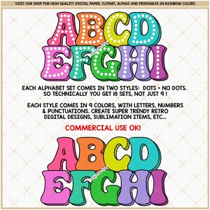 Retro Groovy PNG Alphabet Bright Dot Letters 3D Alpha Bundle Rainbow ...