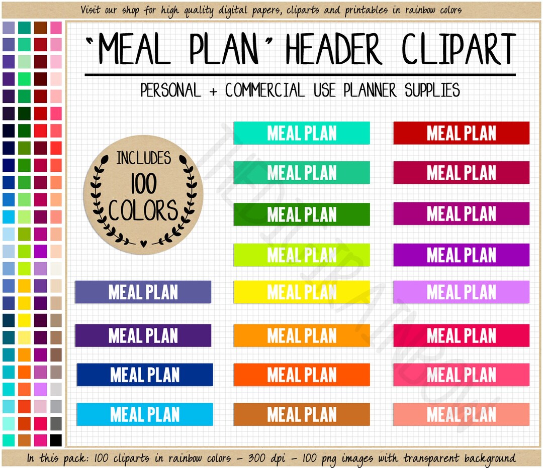 SALE 100 MEAL PLAN Stickers Food Planner Sticker Meal Prep Journal Diet ...