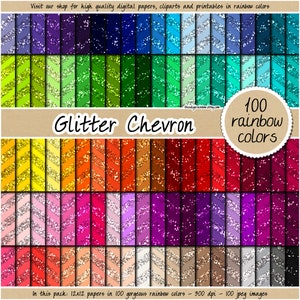 SALE 100 Glitter Chevron Digital Paper Rainbow Glitter Digital | Etsy