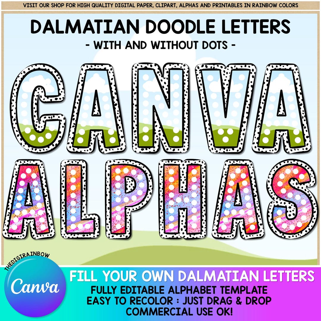 CANVA Dalmatian Alphabet Template, Design Your Own Dalmatian Dots ...