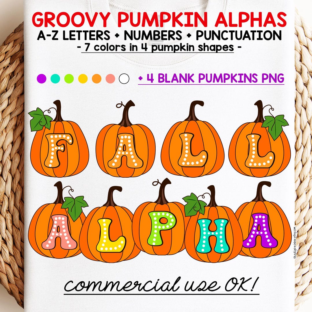 Fall Groovy Alphabet PNG Retro Halloween Pumpkin Clipart Sublimation ...