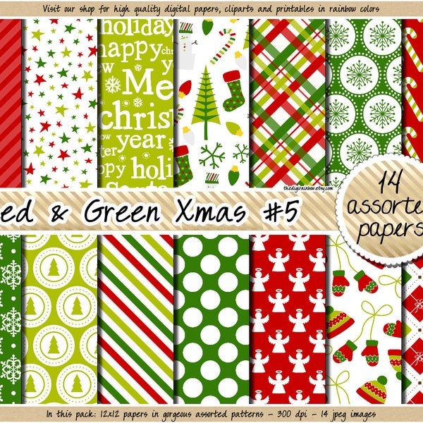 Christmas Digital Paper - Etsy