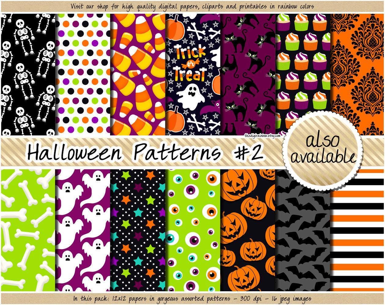 SALE Seamless Halloween Digital Paper Trick or Treat Printable Candy ...