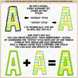 Lemonade Doodle Alphabet PNG Summer Alpha Letter Bundle Lemon Pattern ...